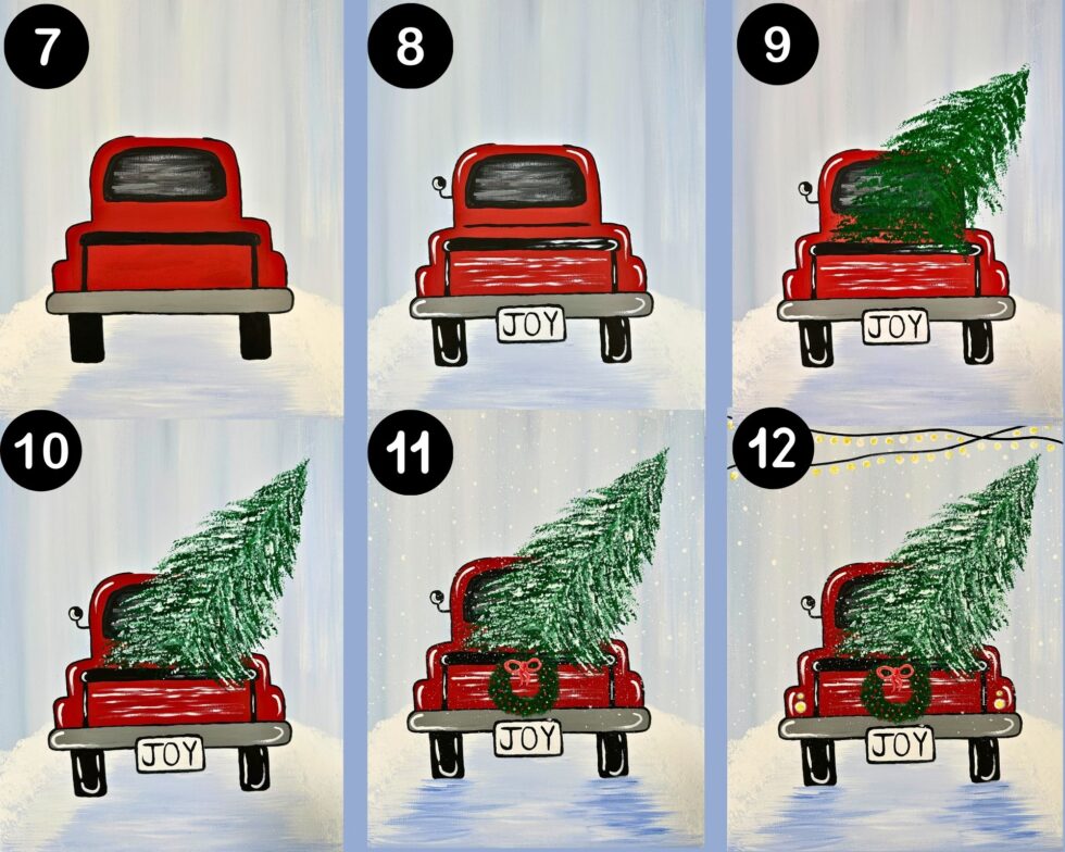 Beginner Christmas Truck Painting with Traceables - Emily Seilhamer Art